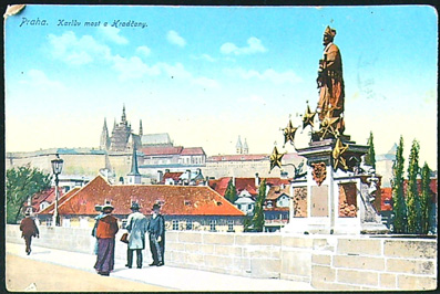 Pohlednice – Okres Praha – Karlův most a Hradčany – Barevný obrázek ...