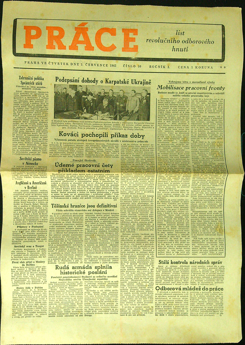 Časopis – Noviny – Práce – 1945 – Číslo 50 – Ročník I. – Antikvariát ...