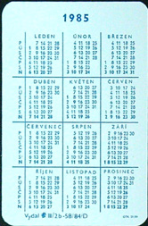 Malý kalendář – Rok 1985 – JEDNOTA – Antikvariát – Sběratelství